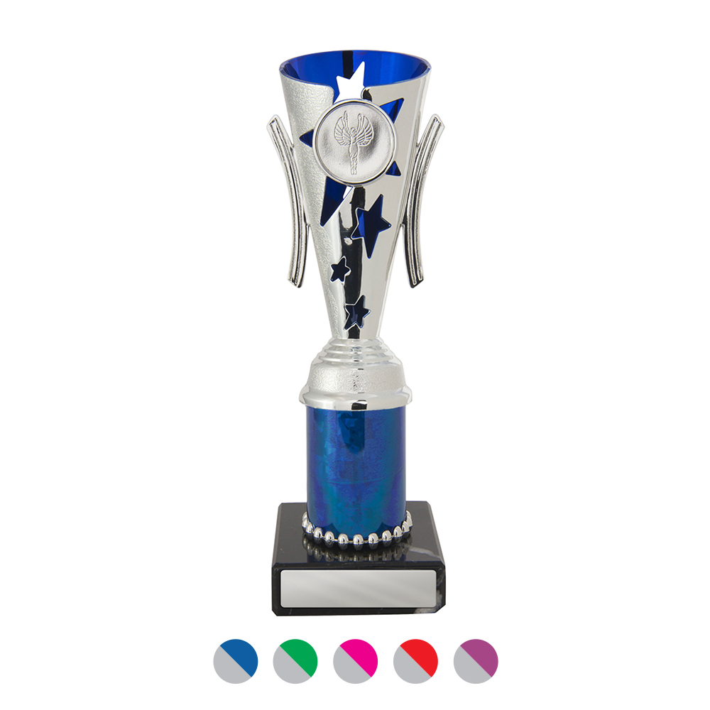 Gala Silver Sports Trophy Cup with Coloured Accents | Premier Awards ...