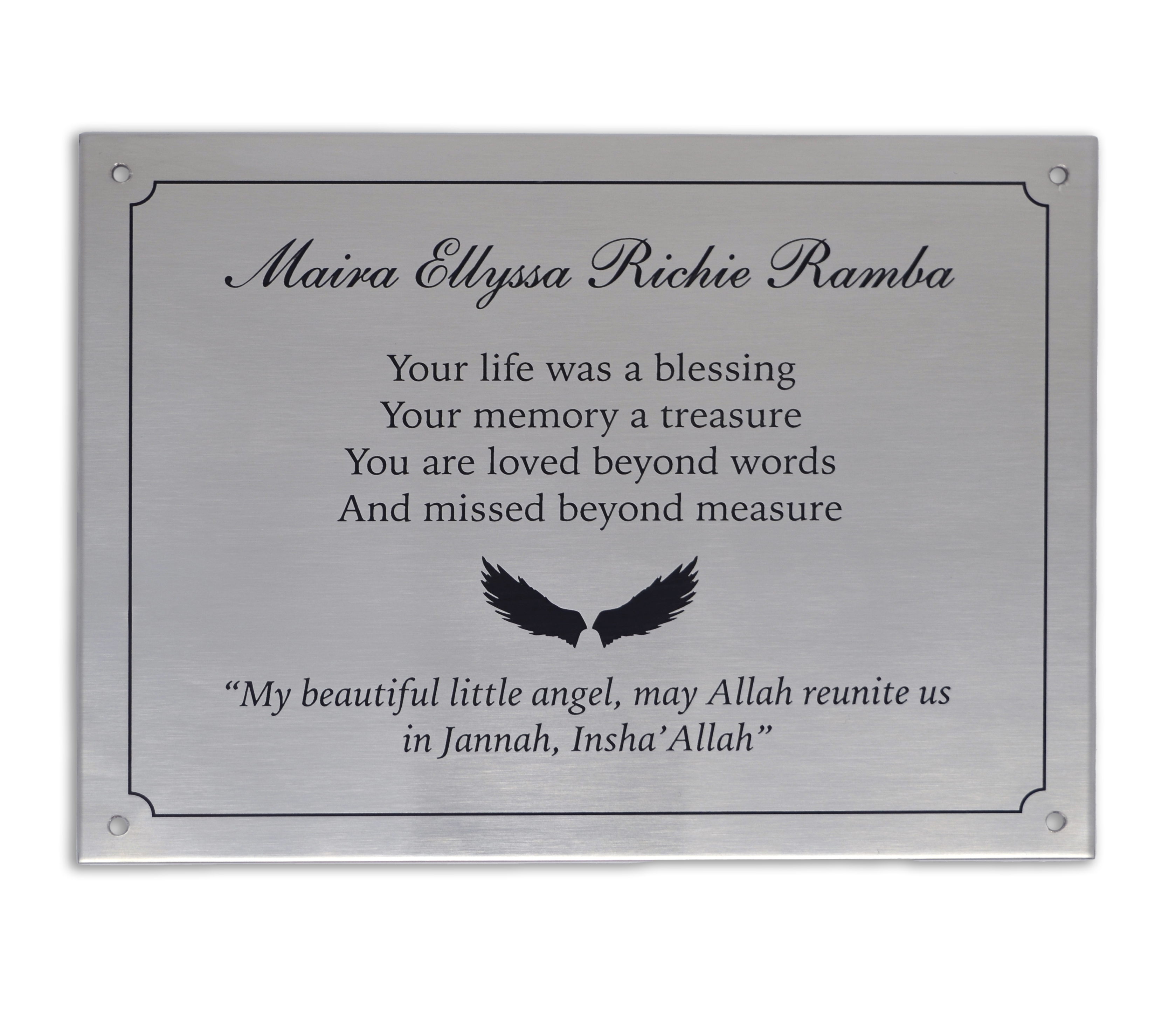 Stainless Steel Memorial Plaques | Engraved Outdoor Tribute Plaques ...