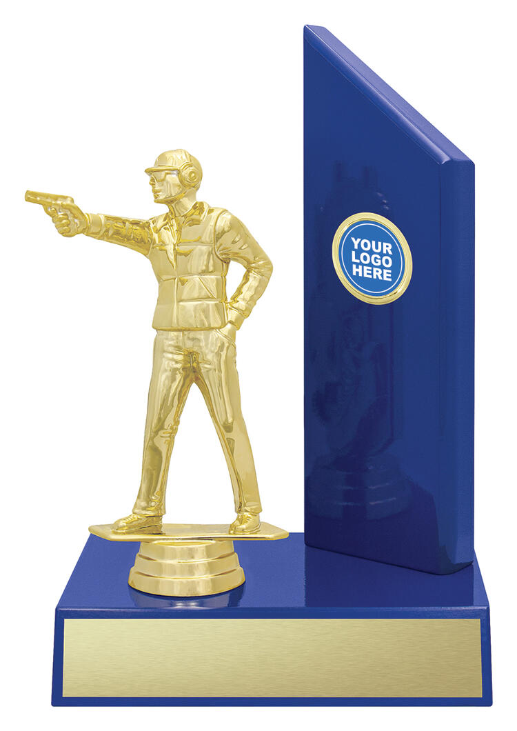 Blue & Gold Shooting Trophy with 25mm Centre | Premier Awards - Sydney